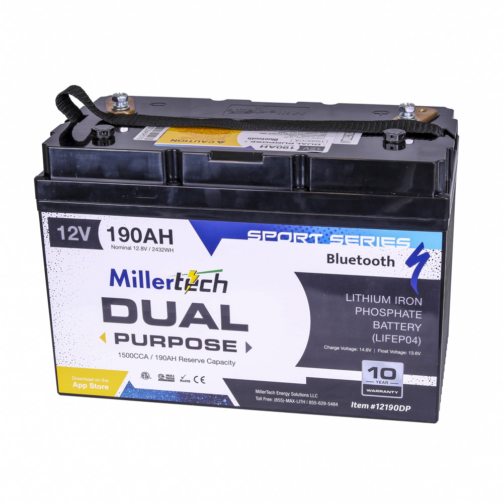 12V 190AH Dual Purpose Starting Battery w/ BT (12190-DP) - Miller Tech