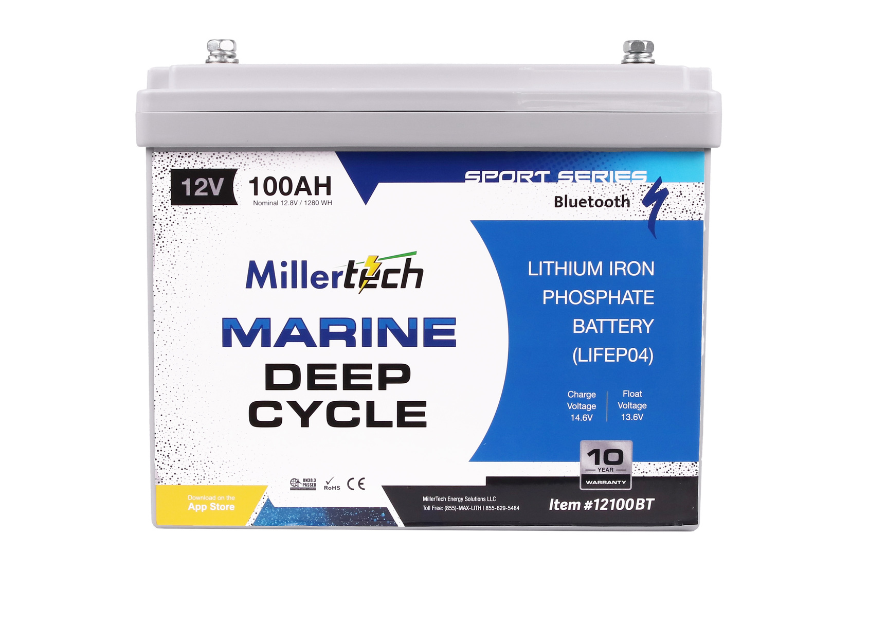 12V 100AH Sport Series Lithium Bluetooth Battery (12100G24) - Miller Tech
