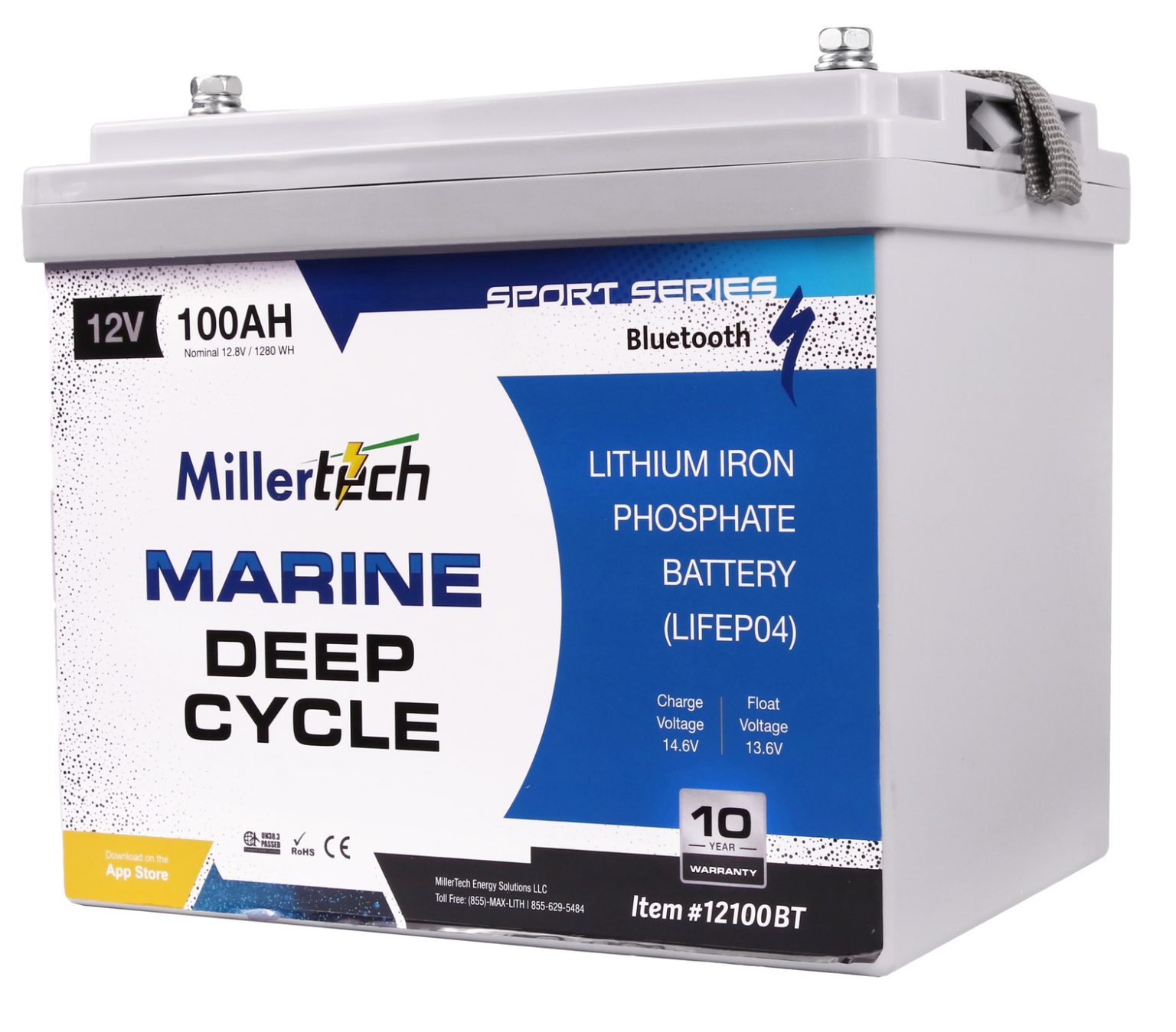 12V 100AH Sport Series Lithium Bluetooth Battery (12100G24) - Miller Tech
