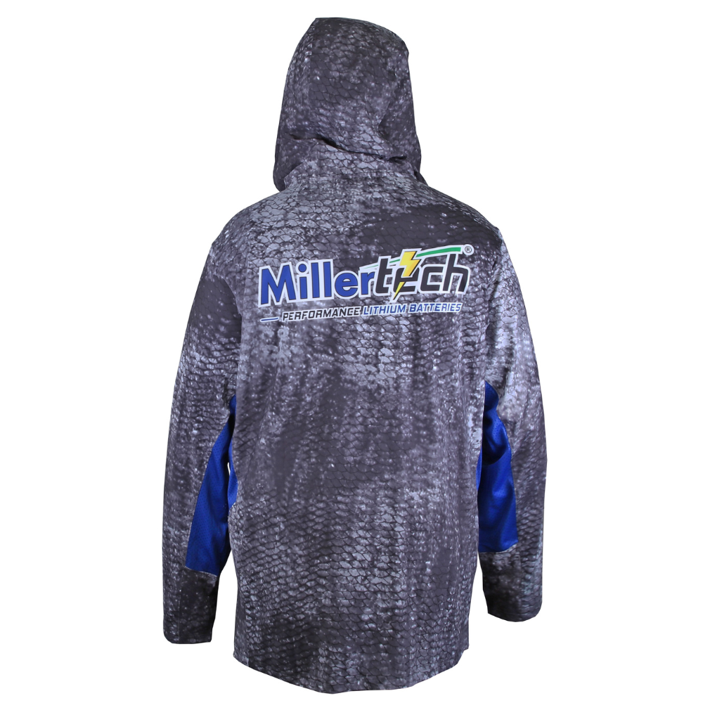 Millertech Hooded Fishing Shirt Black Fish Scales - Miller Tech