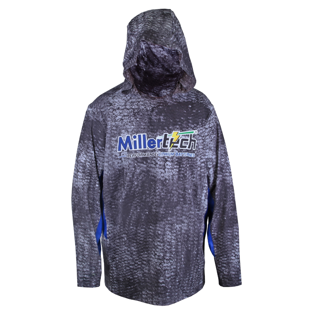 Millertech Hooded Fishing Shirt Black Fish Scales - Miller Tech